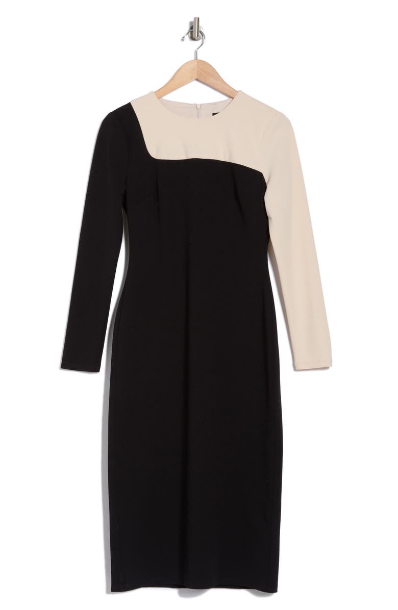 DONNA MORGAN FOR MAGGY Long Sleeve Colorblock Sheath Midi Dress ...