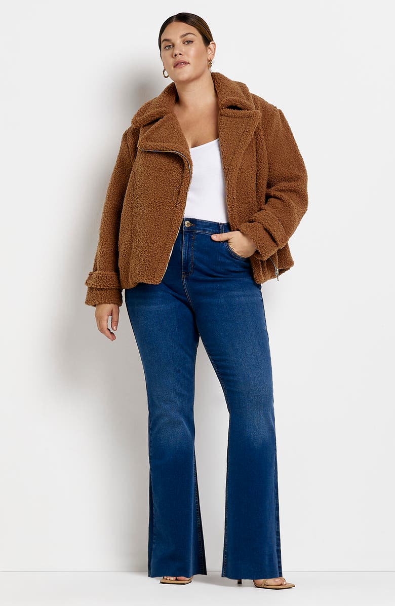 River Island High Pile Fleece Biker Jacket | Nordstrom