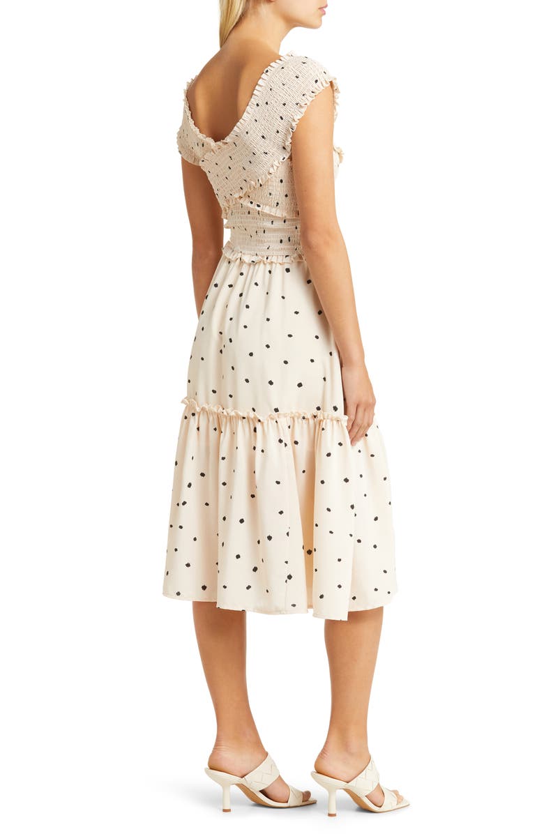 MELLODAY Dot Crossover Smocked Dress | Nordstromrack