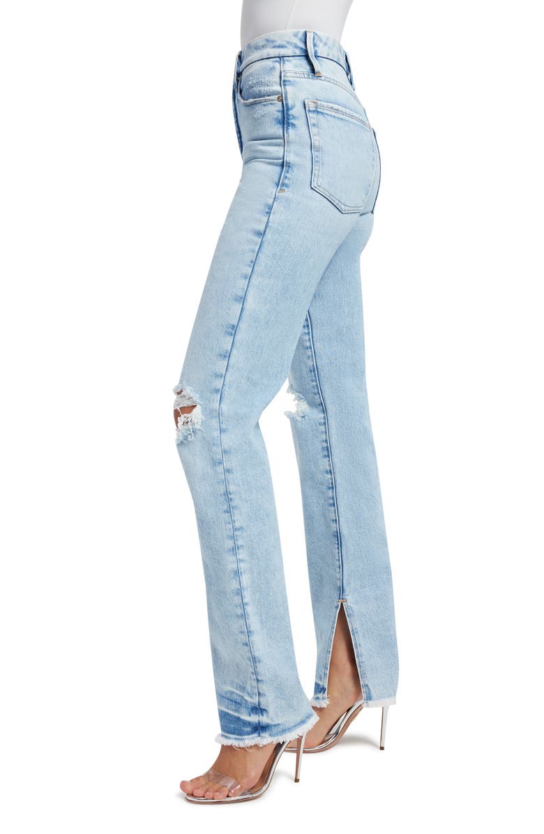 Good American Good Boy Ripped High Waist Side Slit Raw Hem Jeans ...