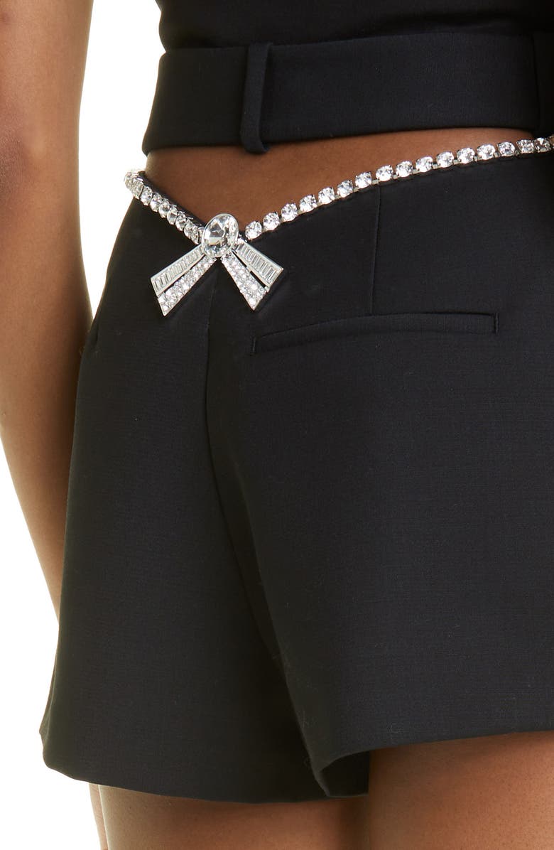 Area Deco Bow Cutout High Waist Stretch Wool Shorts | Nordstromrack