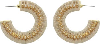 Panacea Raffia Wrapped Beaded Hoop Earrings | Nordstromrack