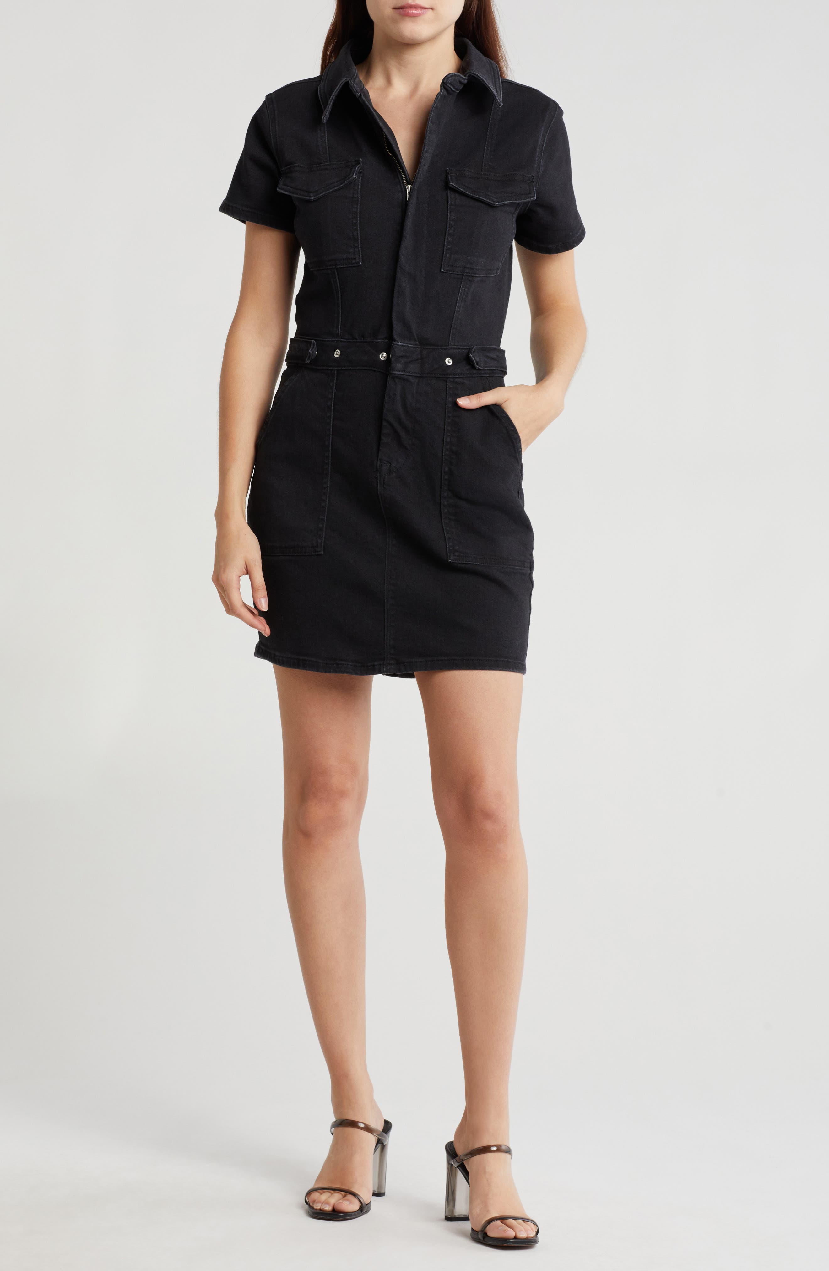 Good American Fit for Success Short Sleeve Denim Minidress | Nordstromrack