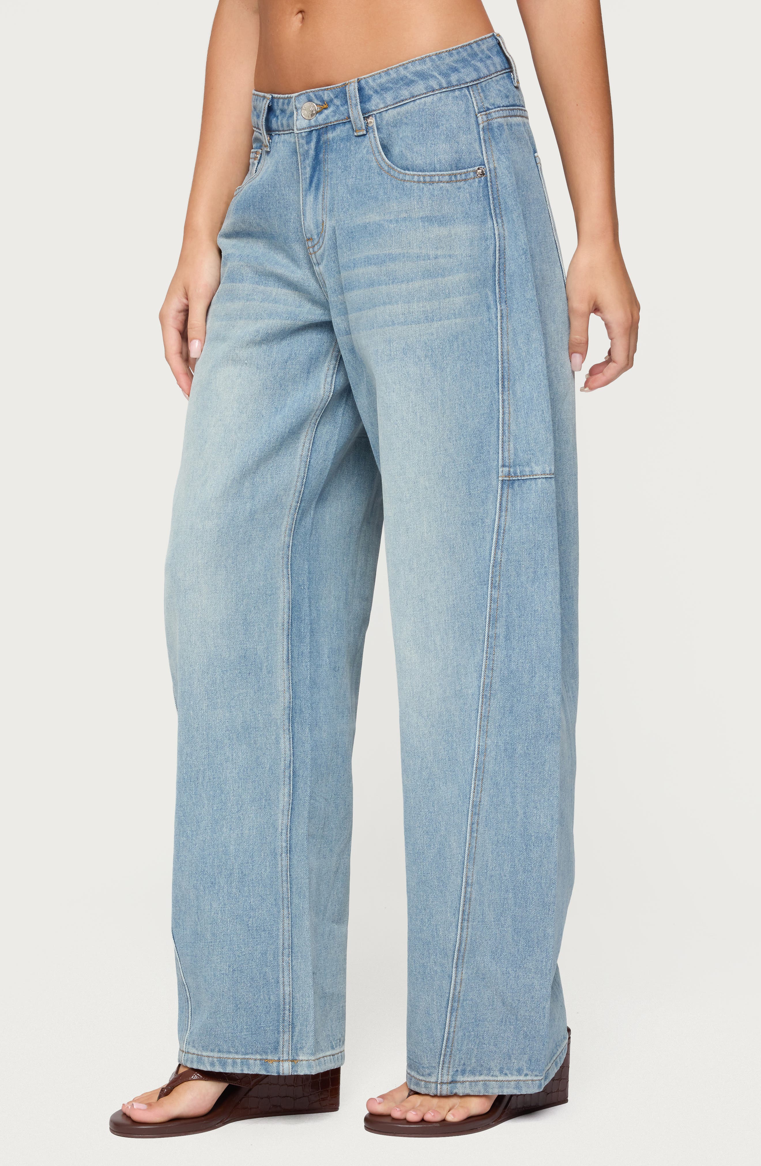 EDIKTED Korie Barrel Leg Low Rise Jeans | Nordstrom