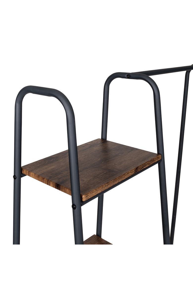 HONEY-CAN-DO Freestanding Metal Clothing Rack with Wood Shelves ...