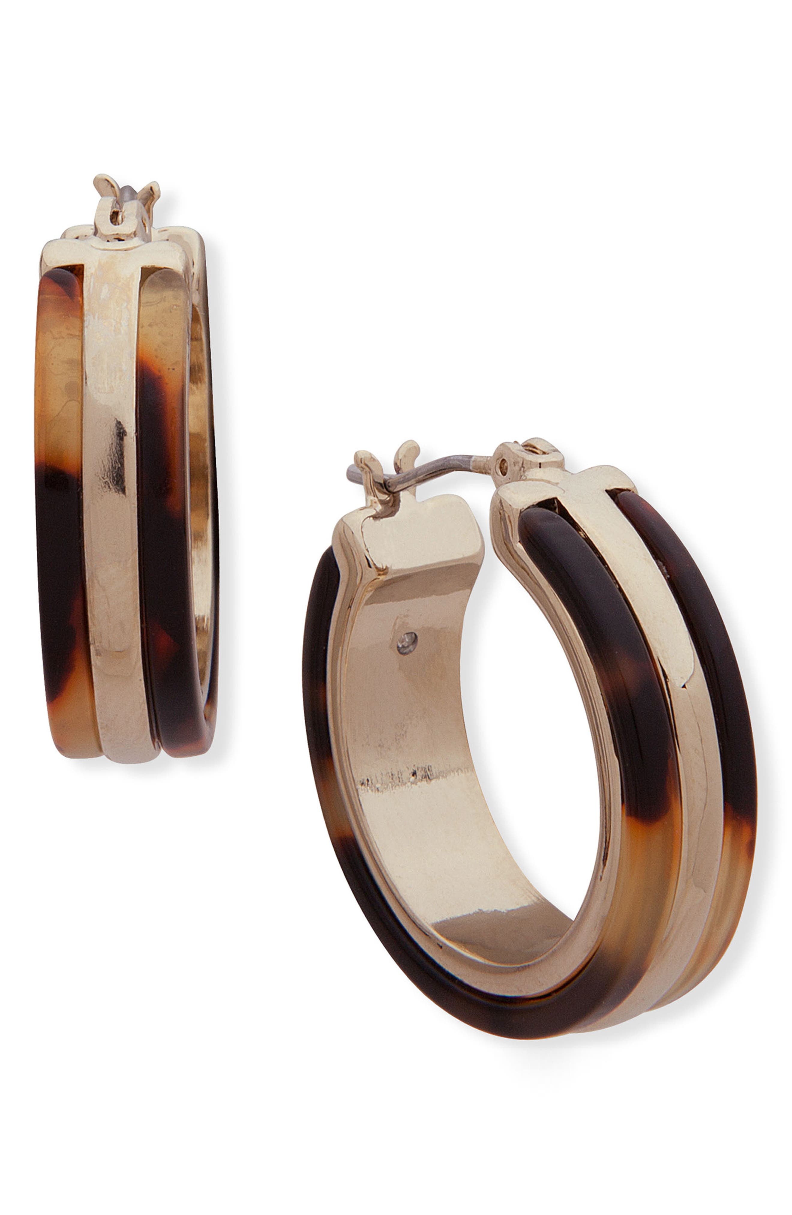 Lauren Ralph Lauren Stripe Tortoise Pattern Hoop Earrings | Nordstrom