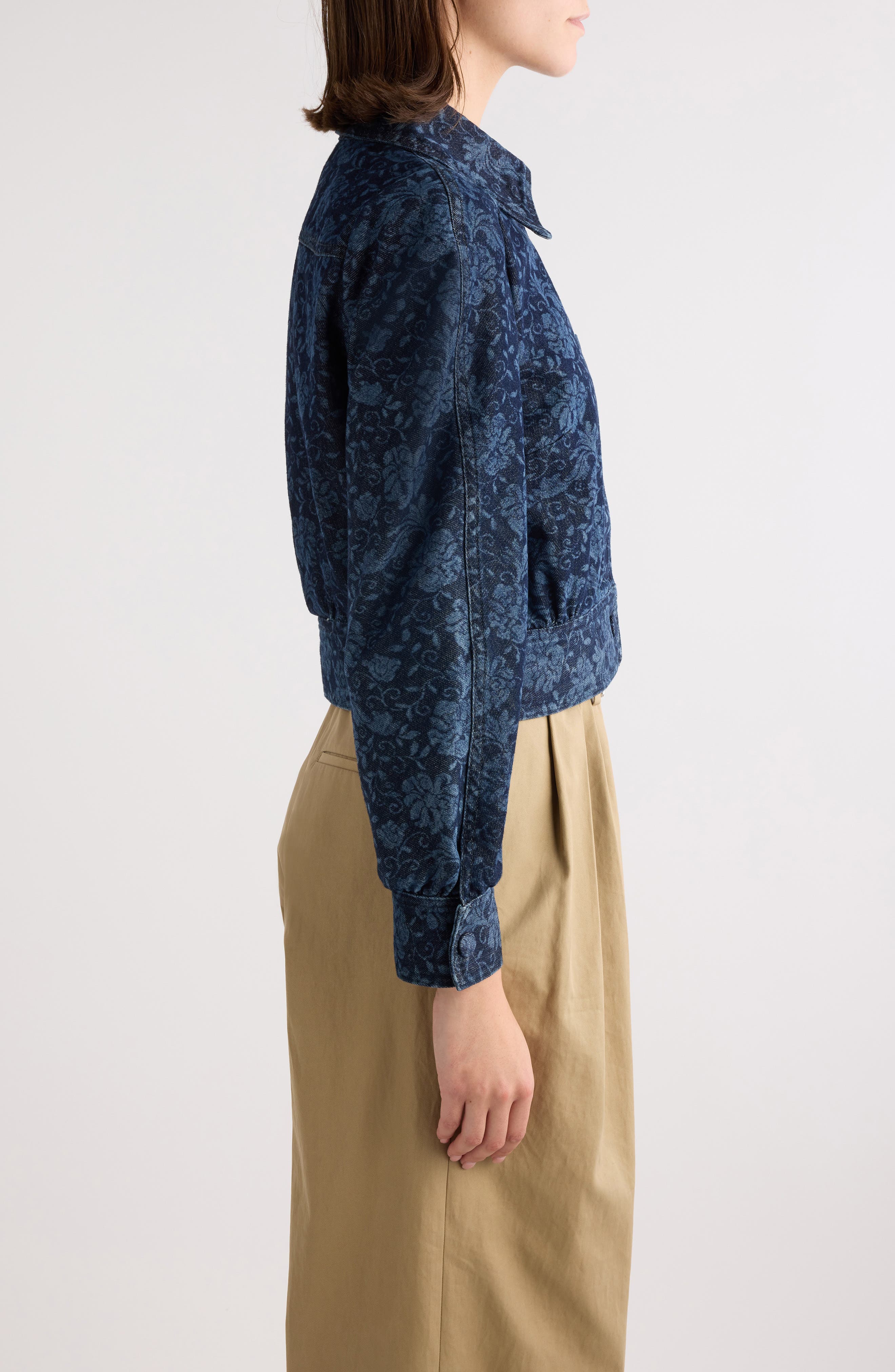 Dries Van Noten Vistam Floral Jacquard Crop Denim Jacket | Nordstrom