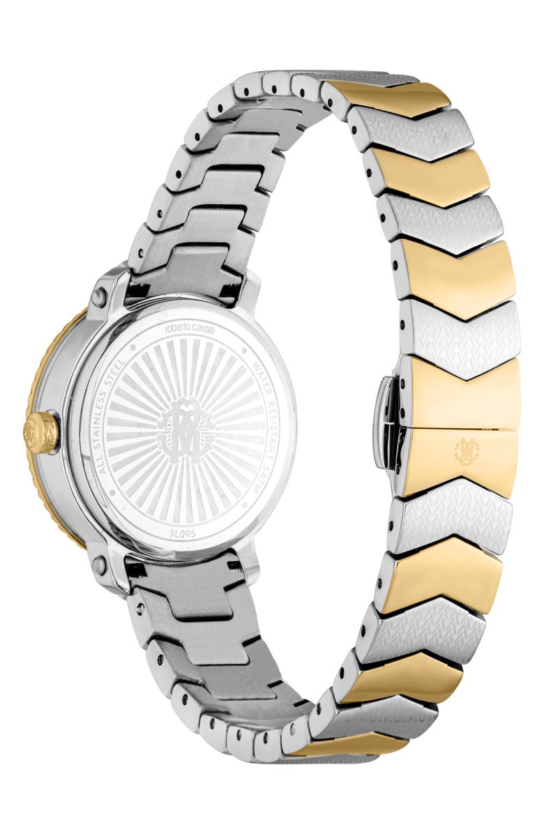 Roberto Cavalli Textured Crystal Two-Tone Quartz Bracelet Watch, 30mm ...