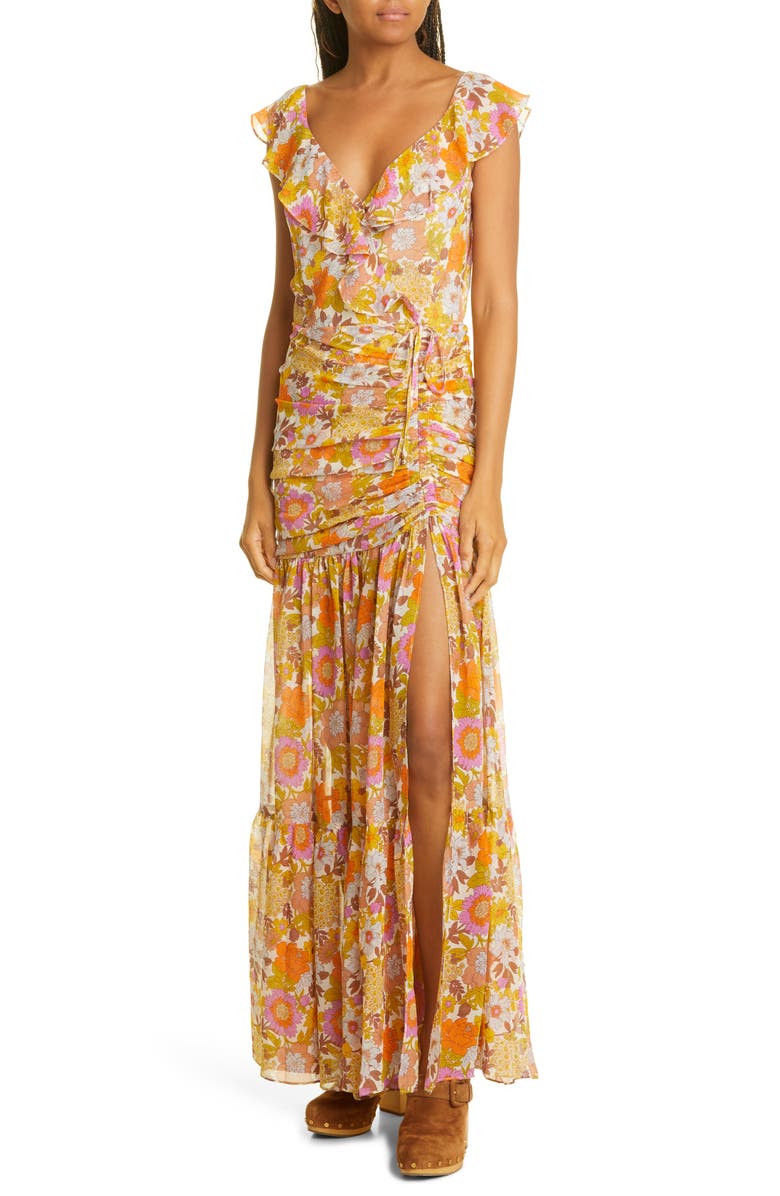 Veronica Beard Alannah Ruffle Silk Maxi Dress | Nordstromrack