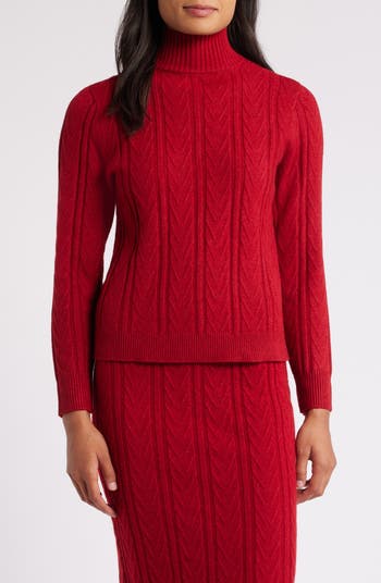 Anne Klein Chevron Mock Neck Sweater | Nordstrom