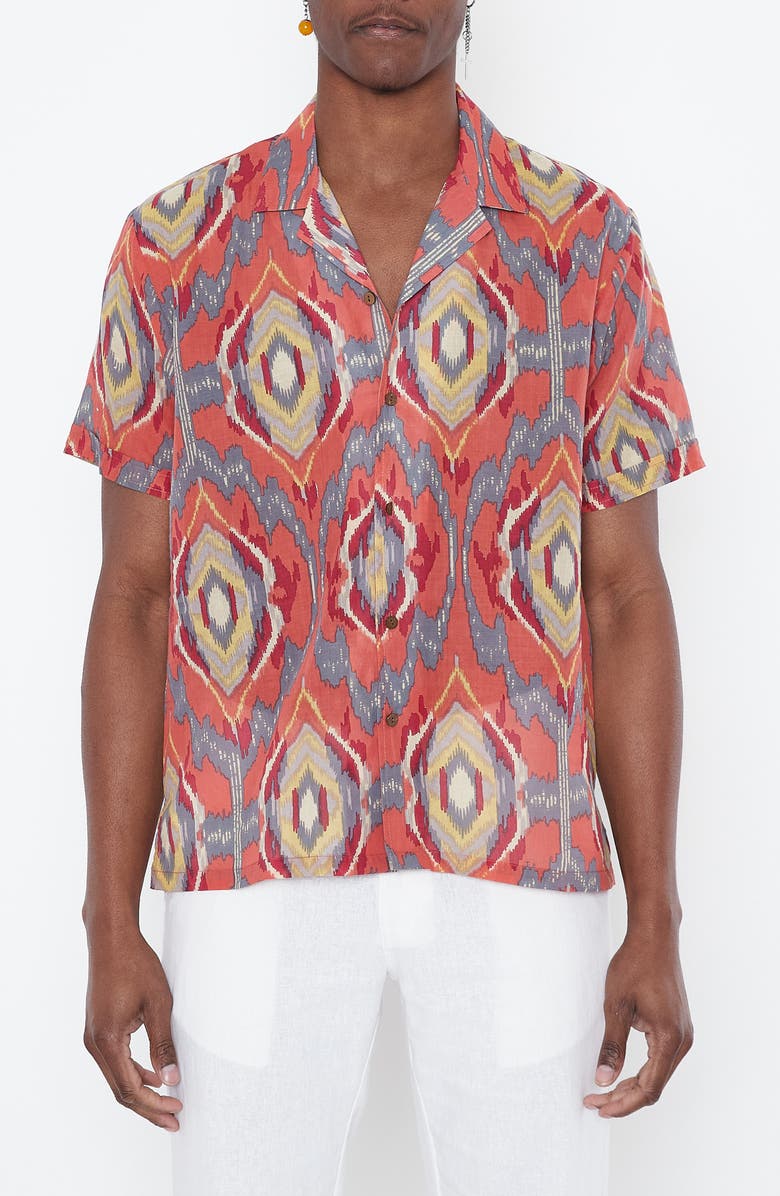 Raga Geometric Print Short Sleeve Cotton Button-Up Shirt | Nordstromrack
