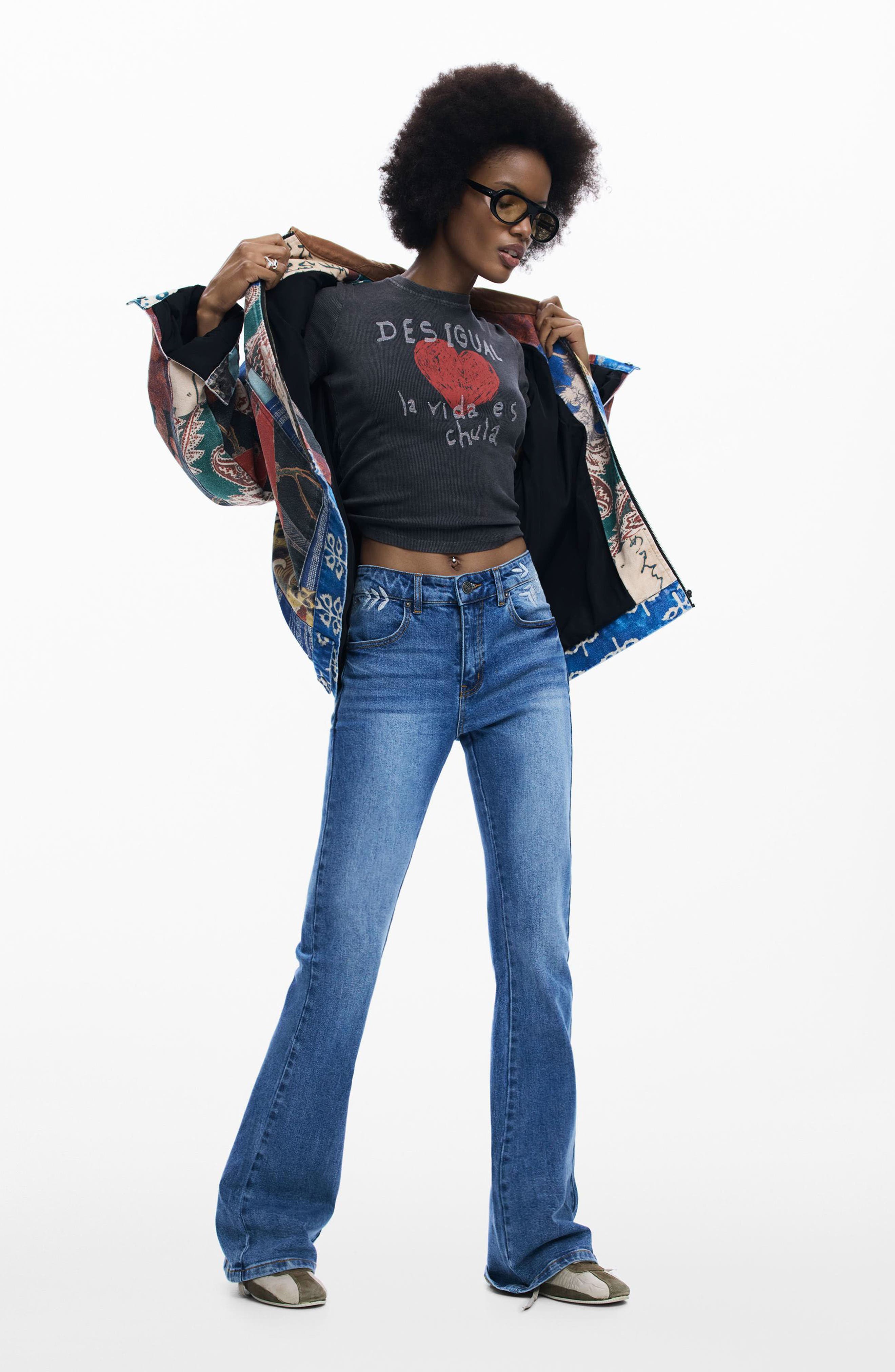 Desigual Embroidered Flare Jeans | Nordstrom