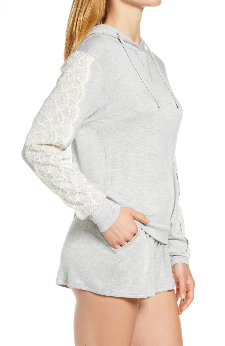 Flora Nikrooz Sally Lace Trim French Terry Short Hoodie Pajamas ...