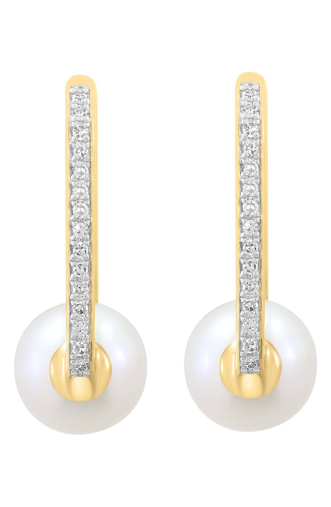 EFFY Diamond & Freshwater Pearl Hoop Earrings | Nordstromrack