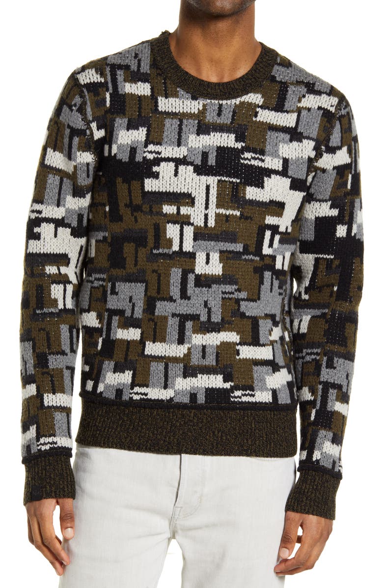 rag & bone Reversible Bird's Eye Wool Crewneck Sweater | Nordstromrack