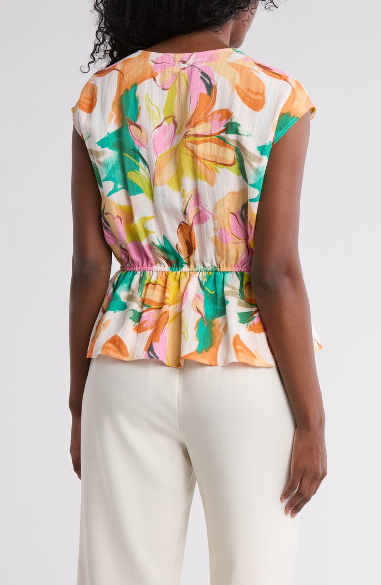 Gemma + Jane Floral Cap Sleeve Peplum Top | Nordstromrack