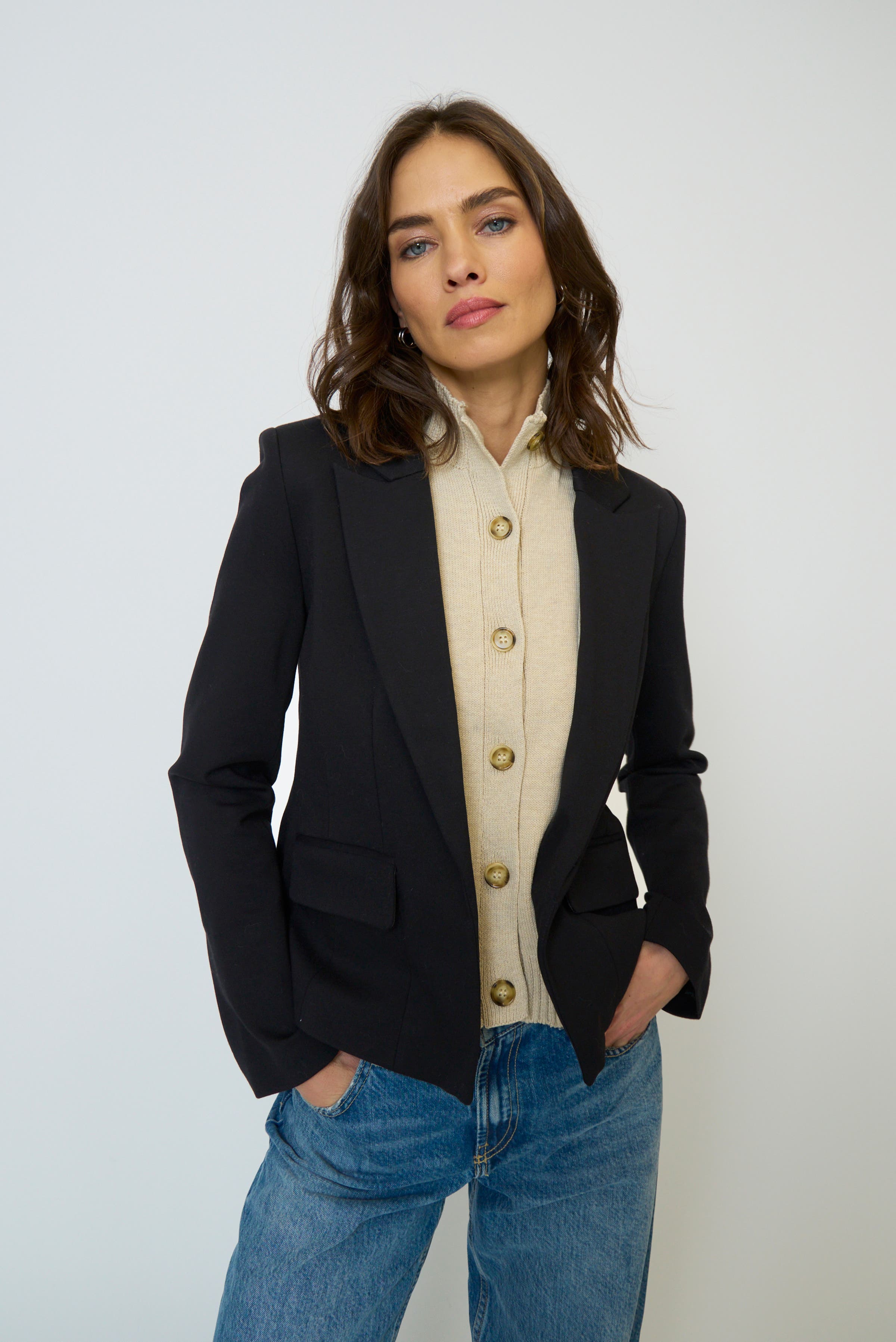 Central Park West Women's Halsey Ponte Dickey Jacket | Nordstrom