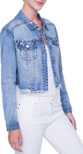 Liverpool Crop Raw Edge Denim Jacket | Nordstrom