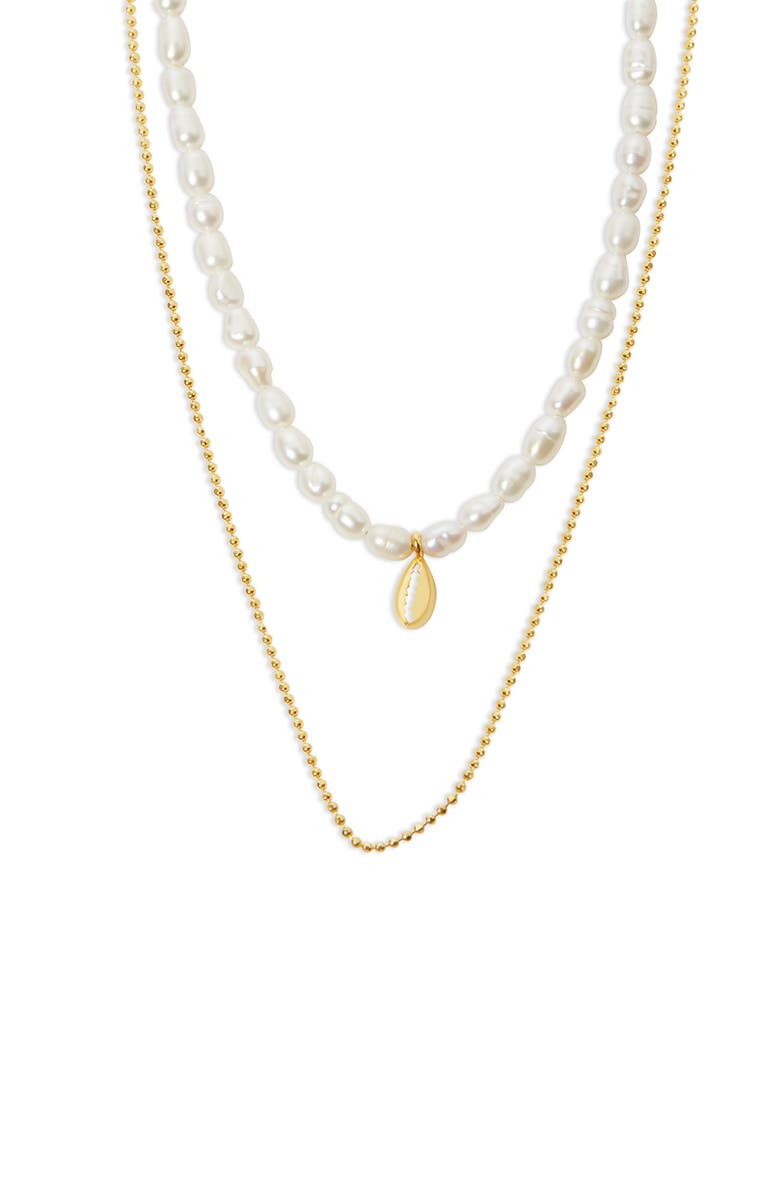 Argento Vivo Sterling Silver Imitation Pearl & Conch Charm Layered ...