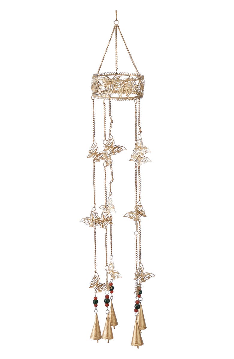 GINGER BIRCH STUDIO Goldtone Metal Traditional Butterfly Windchime with ...