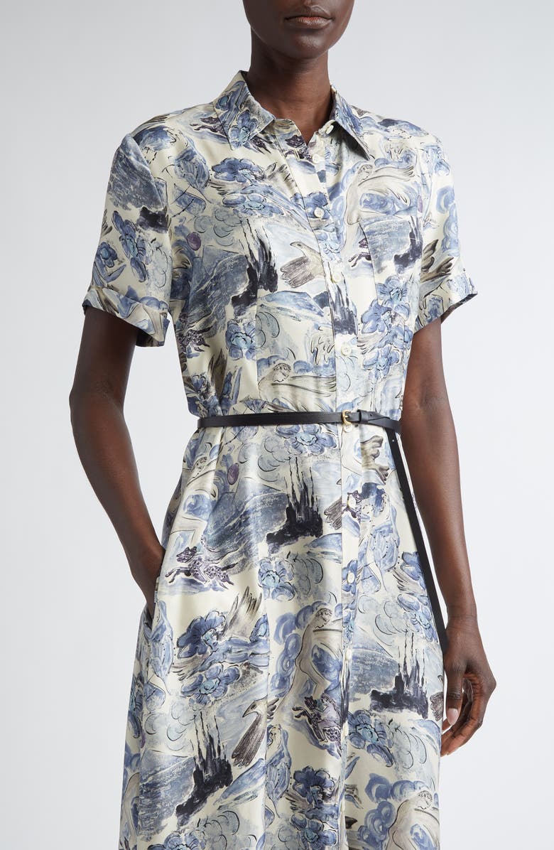 Altuzarra Kiera Print Silk Belted Shirtdress | Nordstromrack
