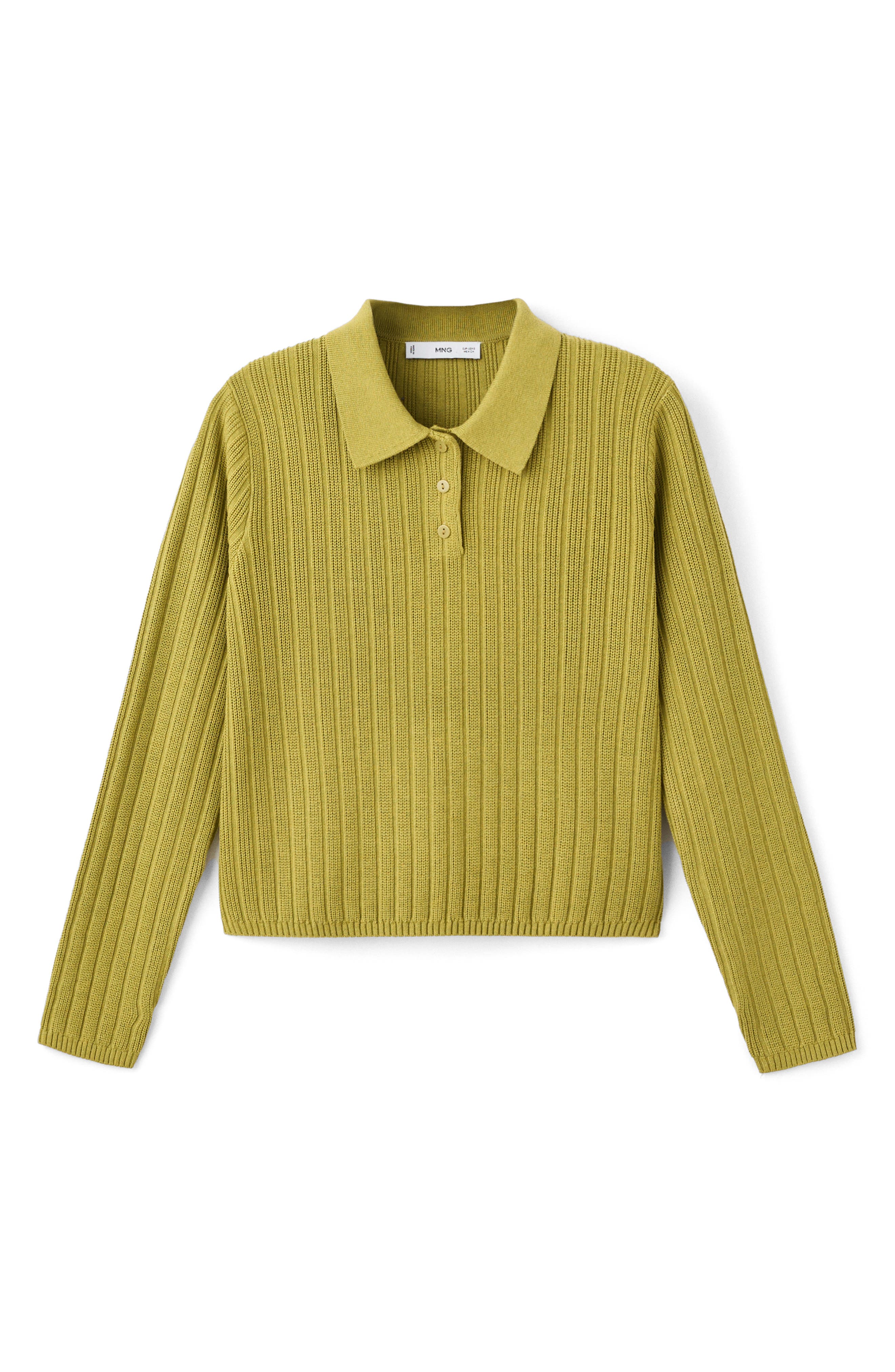 MANGO Rib Long Sleeve Polo Sweater | Nordstromrack