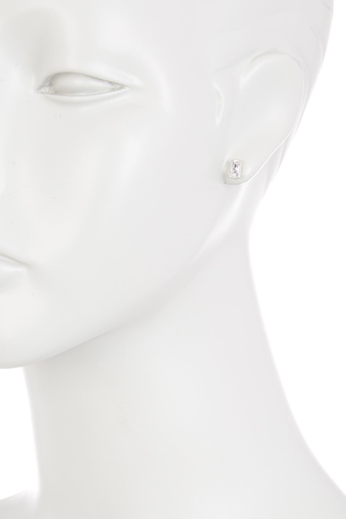 Adornia White Rhodium Plated Swarovski Crystal Rectangle Cut Stud ...