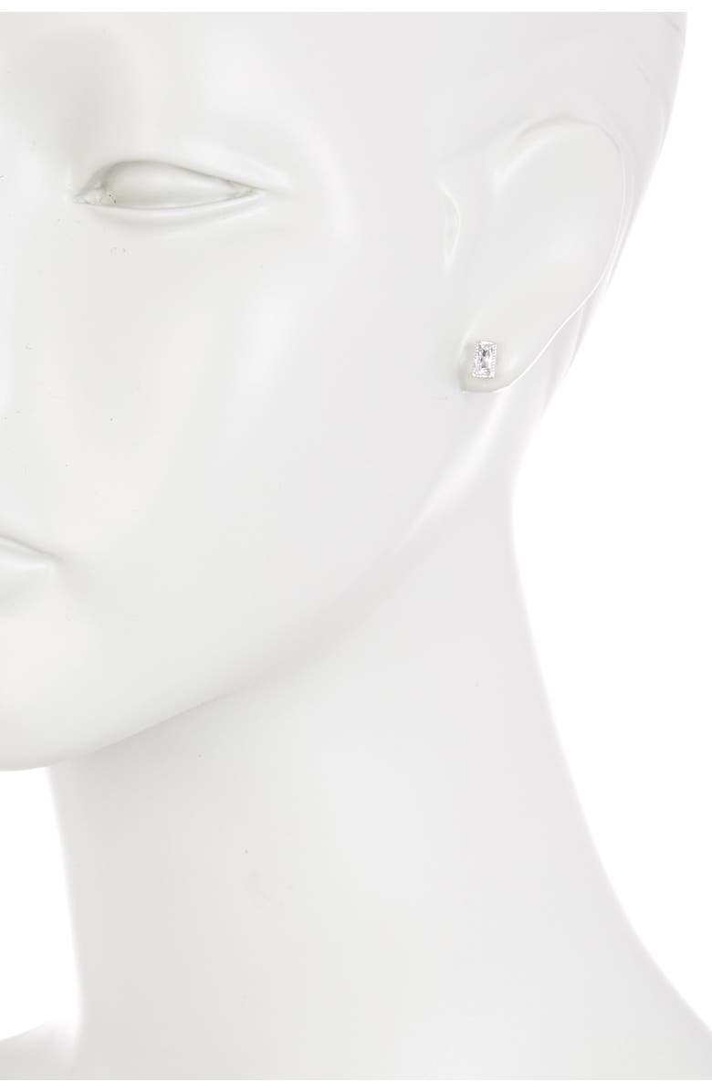 Adornia White Rhodium Plated Swarovski Crystal Rectangle Cut Stud ...