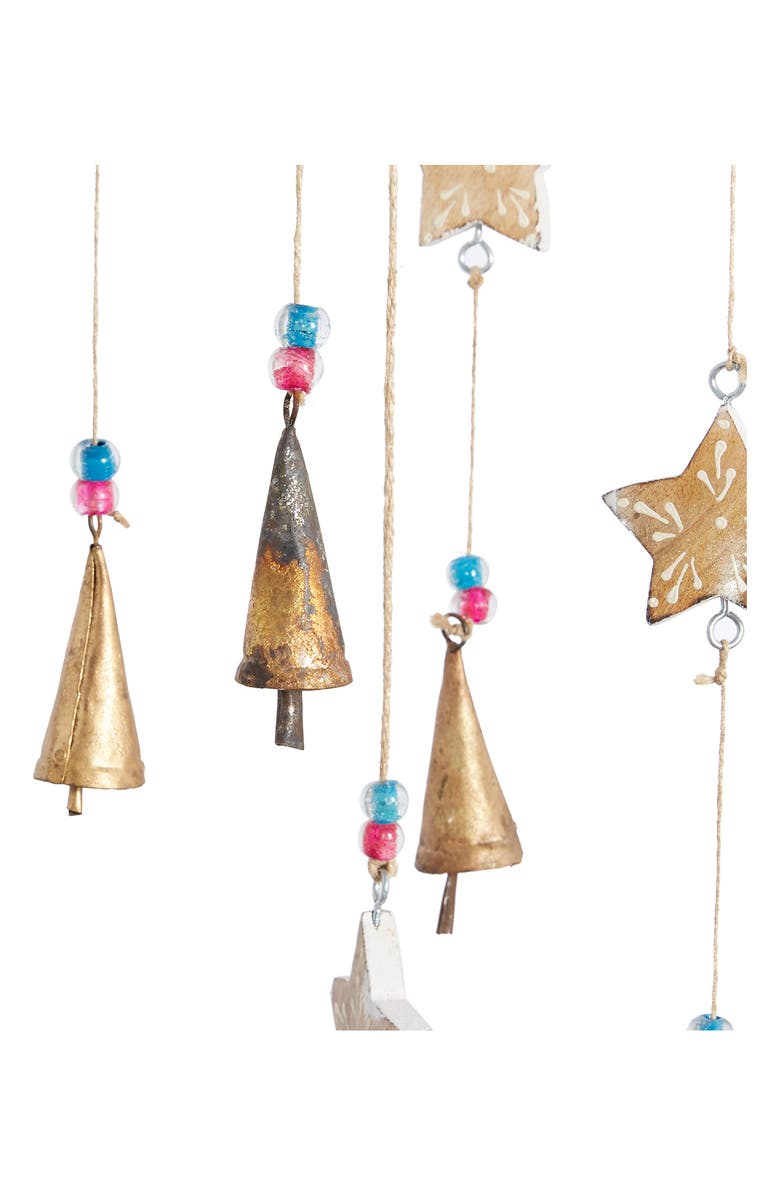 GINGER BIRCH STUDIO Goldtone Mango Wood Star Windchime with Glass Beads ...