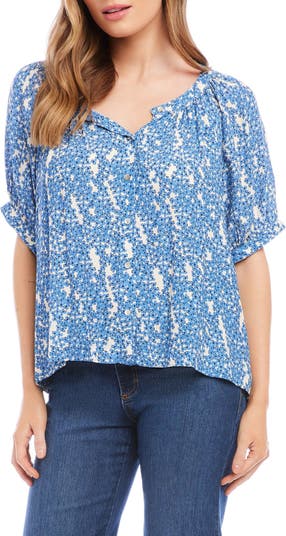 Karen Kane Floral Crepe Peasant Blouse | Nordstrom