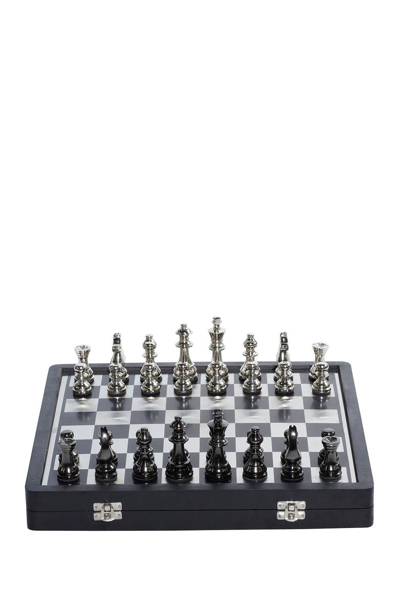 WILLOW ROW Black Aluminum Traditional Chess Game Set | Nordstromrack