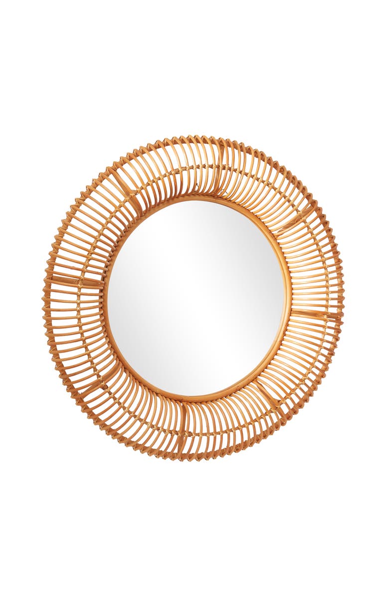 GINGER BIRCH STUDIO Brown Rattan Handmade Weaved Frame Wall Mirror ...