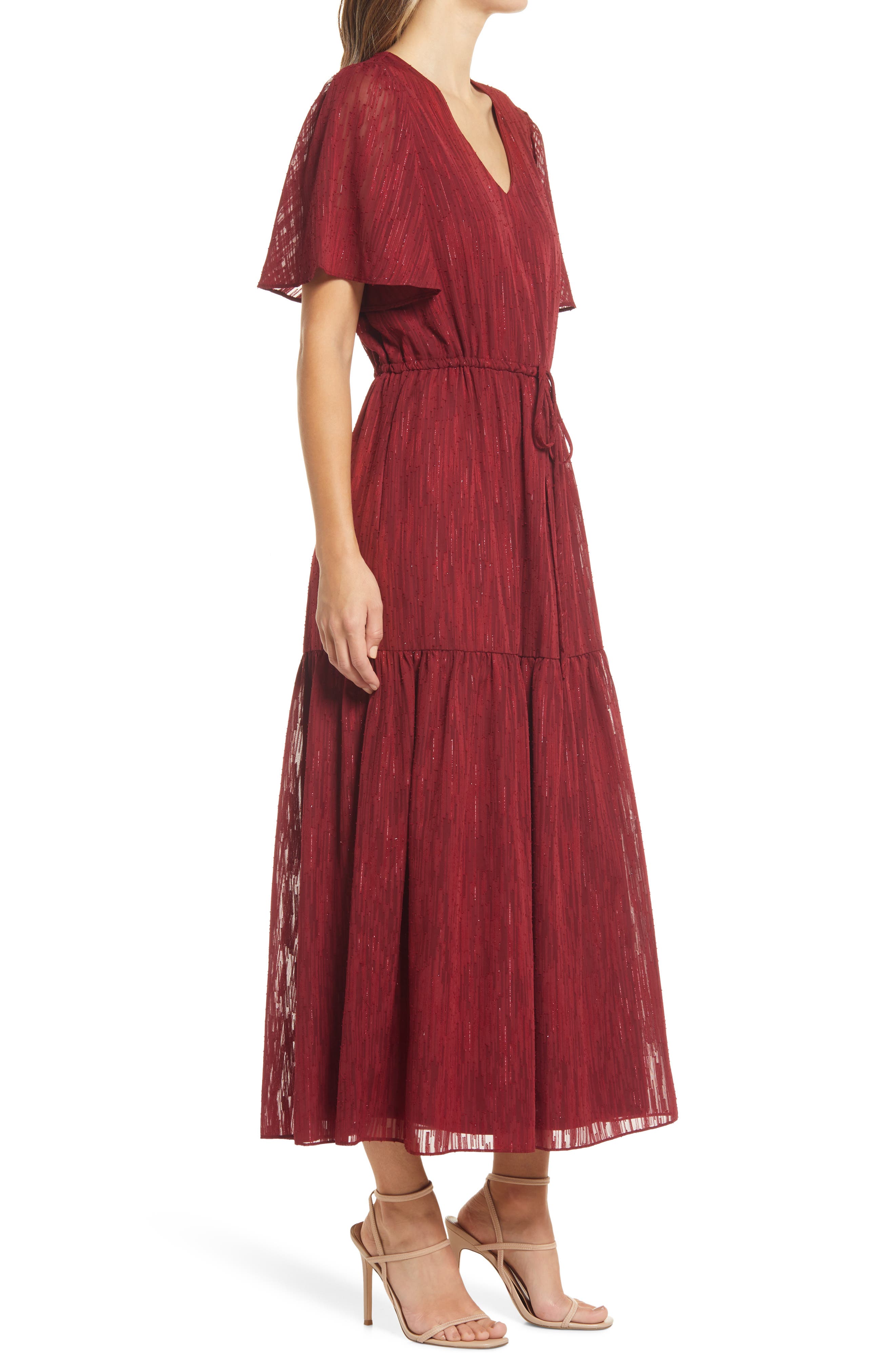 Julia Jordan Donna Ricco V-Neck Flutter Sleeve Maxi Dress | Nordstromrack