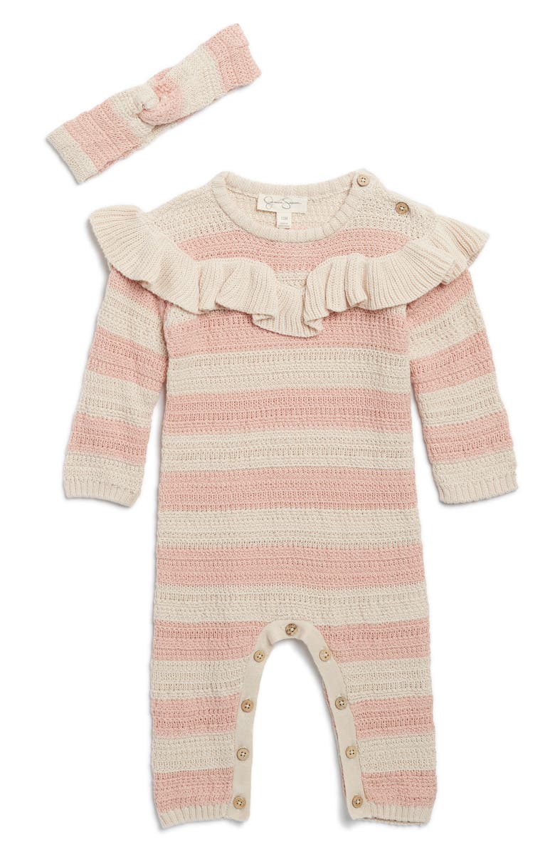 Jessica Simpson Ruffle Knit Romper & Headband Set | Nordstromrack