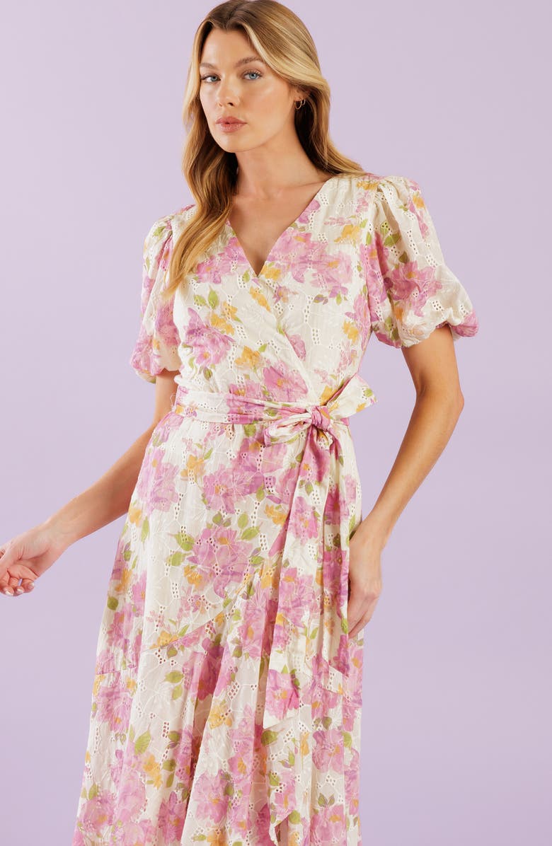 FLYING TOMATO Embroidered Eyelet Wrap Style Dress | Nordstromrack