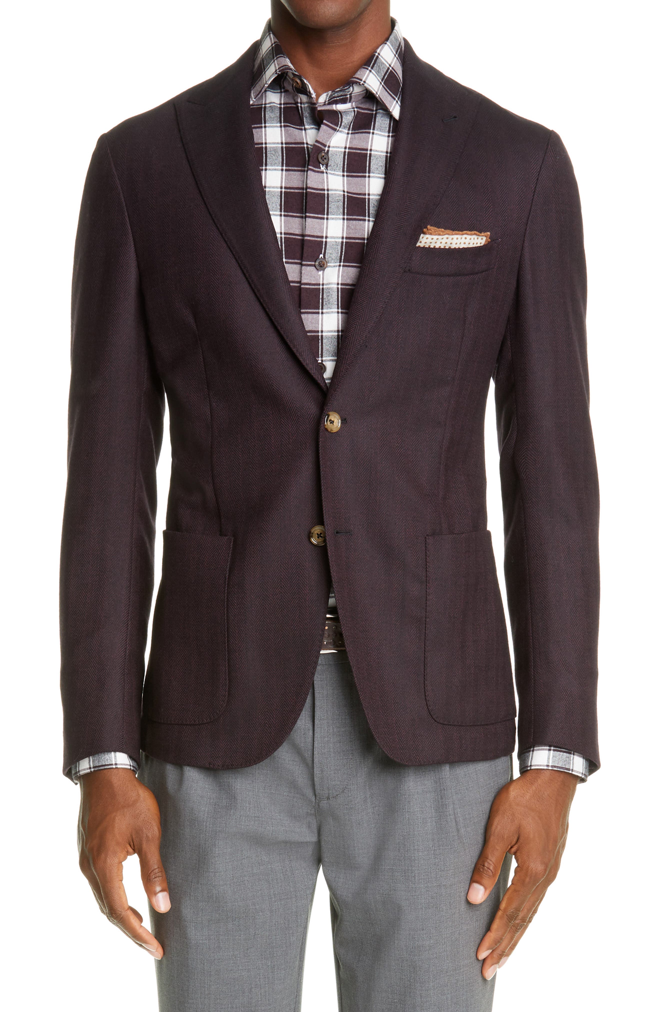 Herringbone Trim Fit Stretch Wool Blazer (Men) | Nordstromrack