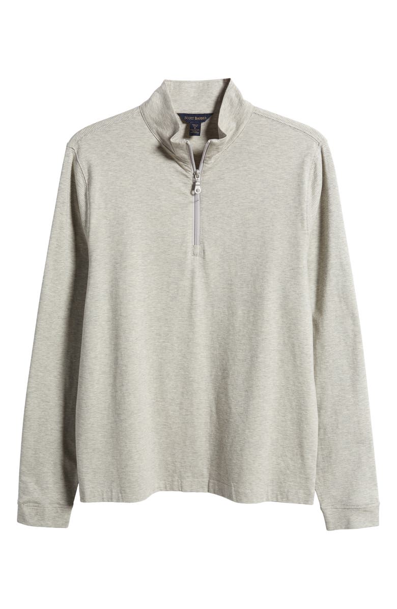 Scott Barber Stripe Cotton & Silk Stretch Quarter Zip Pullover | Nordstrom