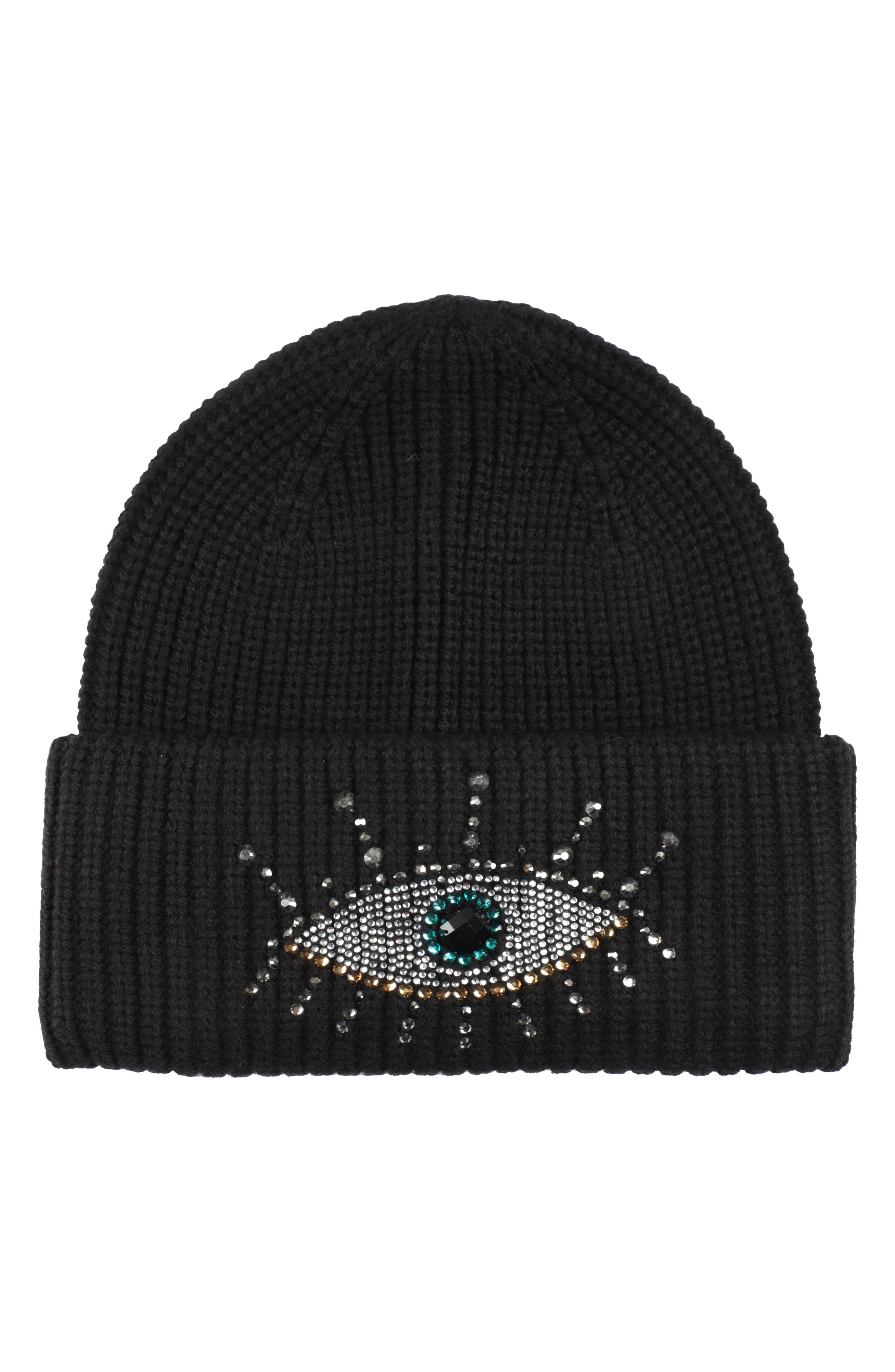 Kurt Geiger London Beaded Evil Eye Beanie | Nordstrom