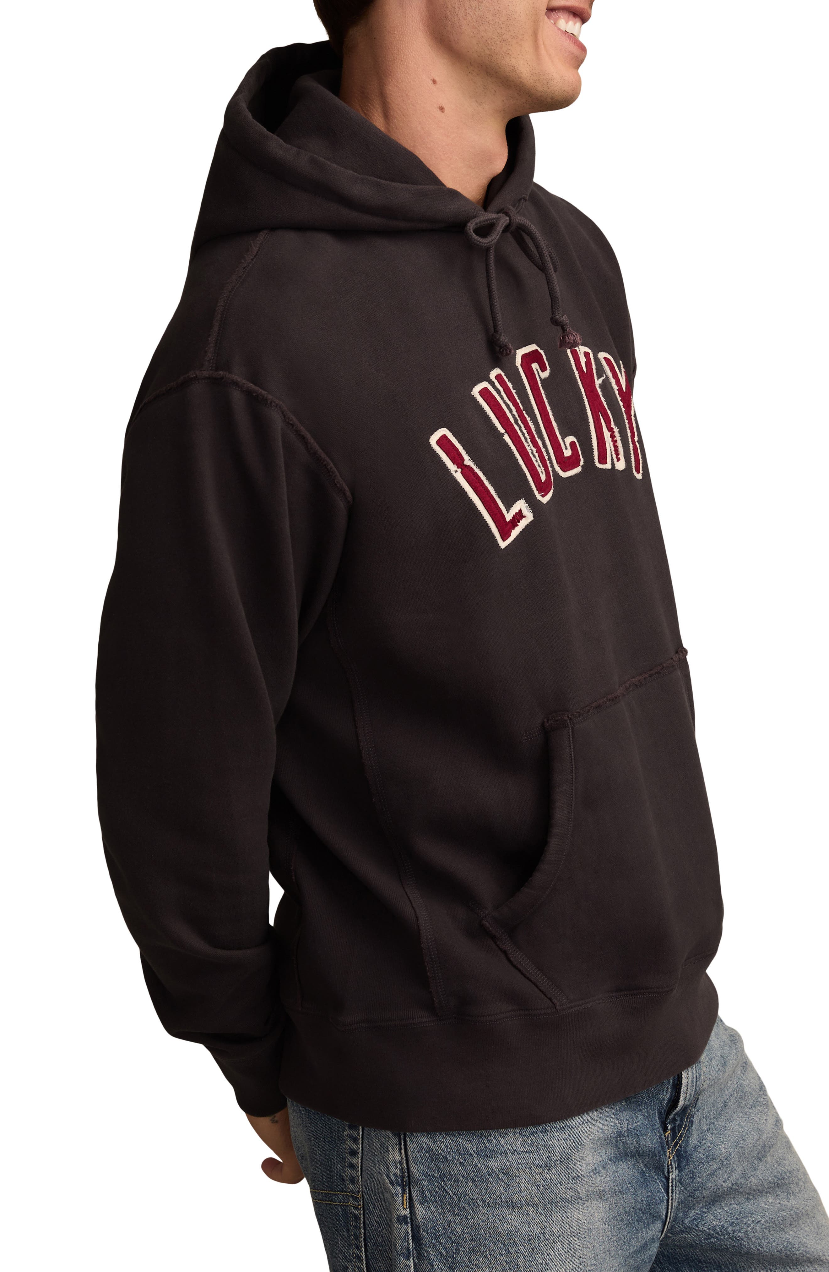 Lucky Brand Arch Logo Appliqué Hoodie | Nordstrom