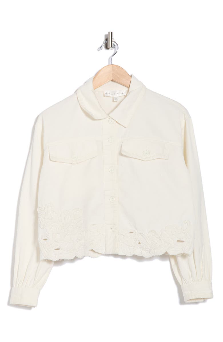 CHELSEA AND THEODORE Soutache Trim Crop Shirt Jacket | Nordstromrack