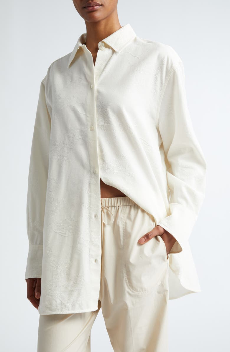TOTEME Relaxed Fit Tonal Floral Jacquard Button-Up Shirt | Nordstromrack