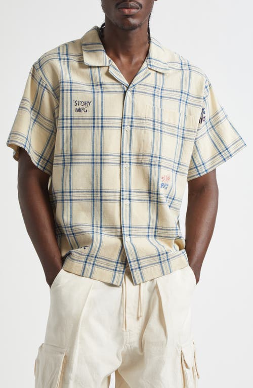 Story Mfg. Greetings Plaid Cotton & Hemp Camp Shirt In French Gingham ...
