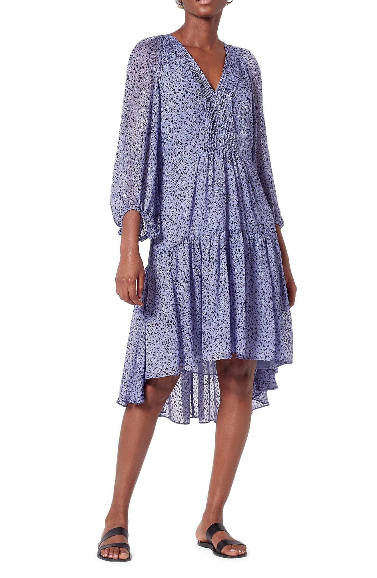 Joie Harlie Leopard Print Tiered Midi Dress | Nordstromrack