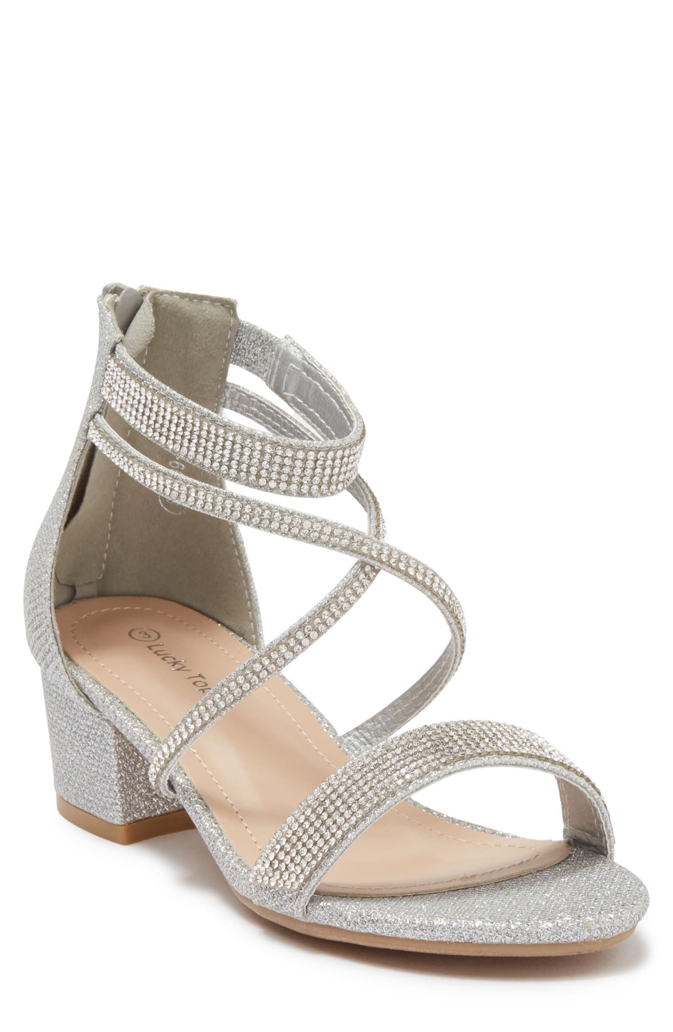 TOP MODA Crystal Embellished Strappy Glitter Sandal | Nordstromrack