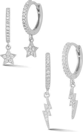 GLAZE JEWELRY CZ Dangle Huggie Hoop Earrings Set | Nordstromrack