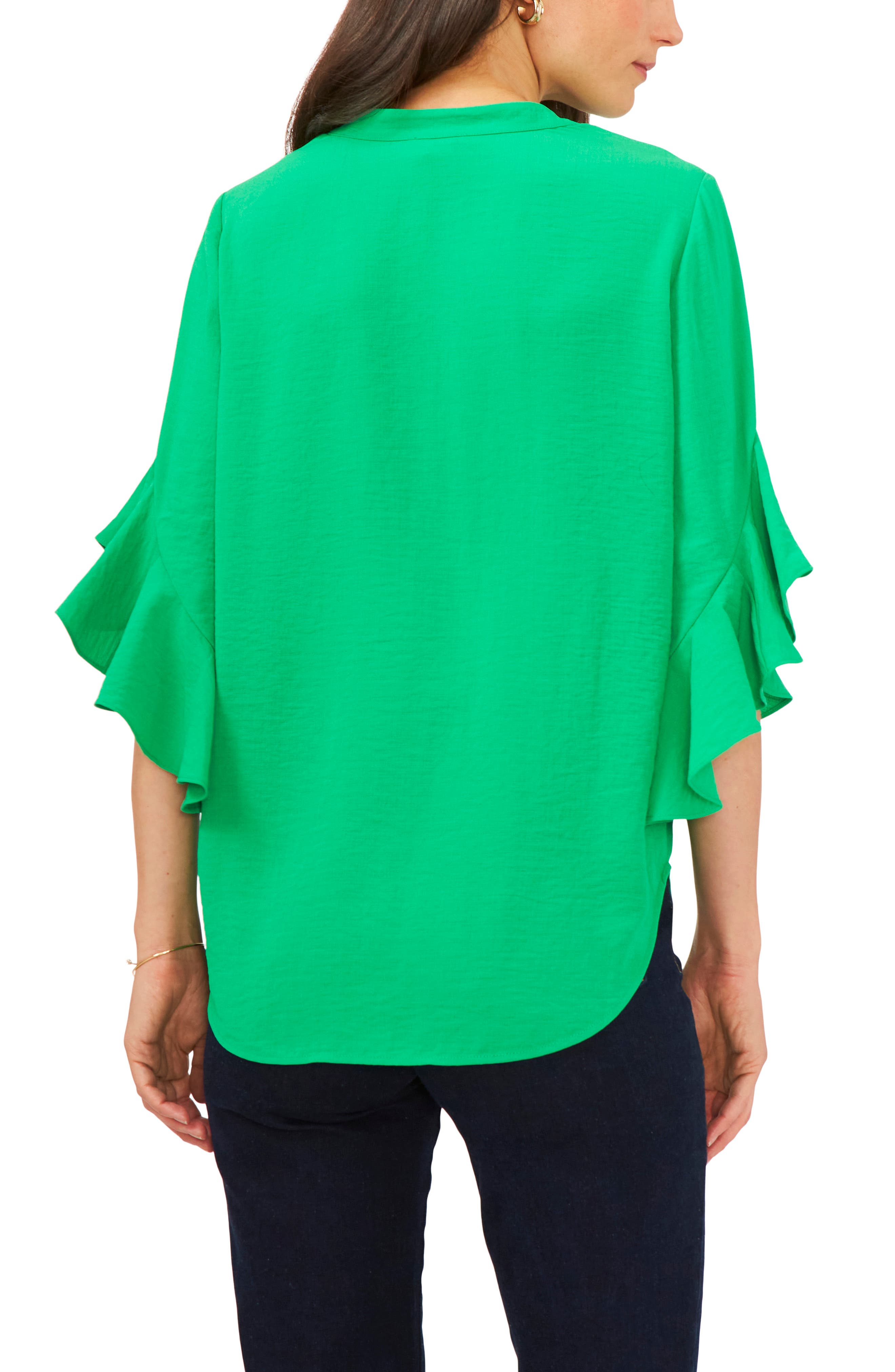 Flutter Sleeve Matte Rumple Satin Blouse (Women) | Nordstromrack