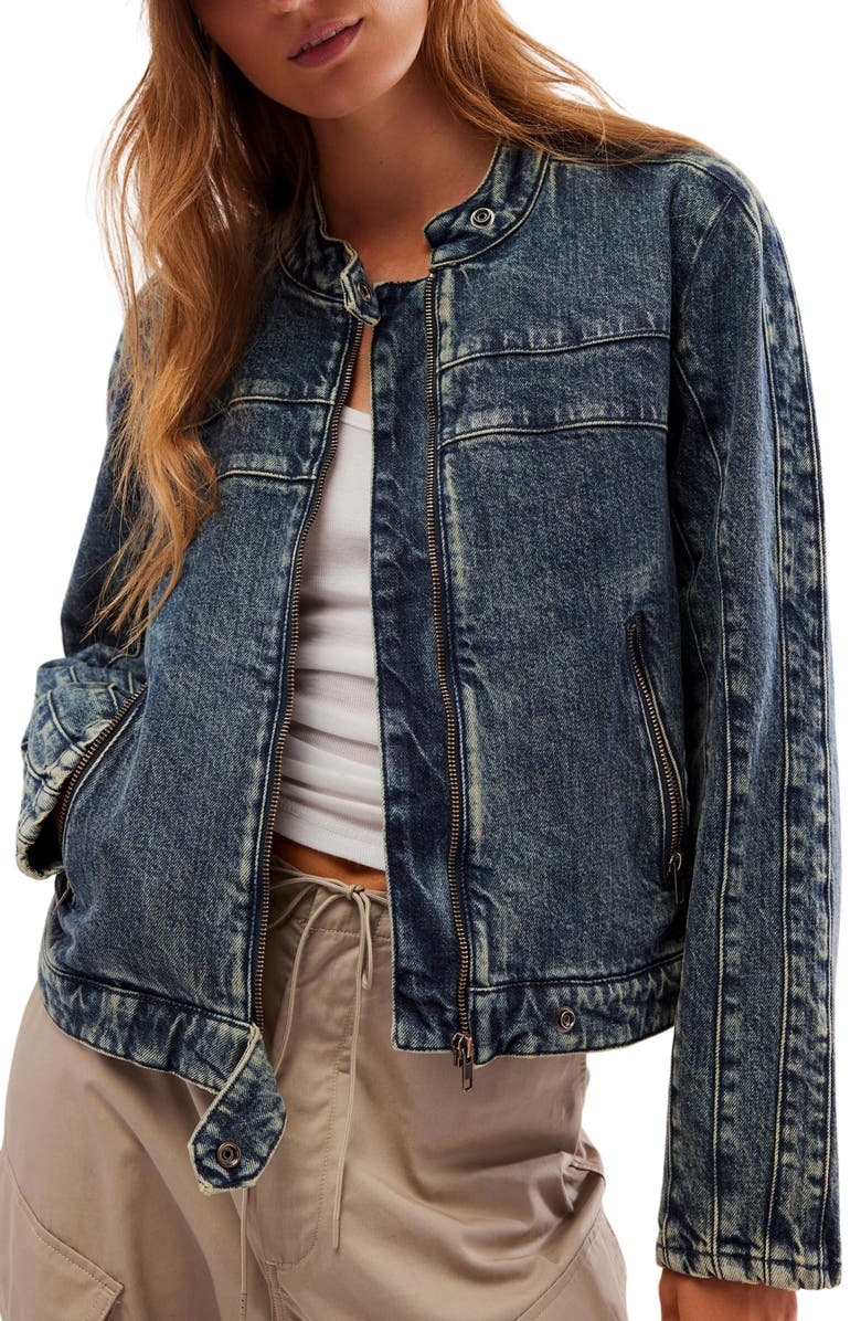 Free People Fast Lane Denim Moto Jacket | Nordstromrack