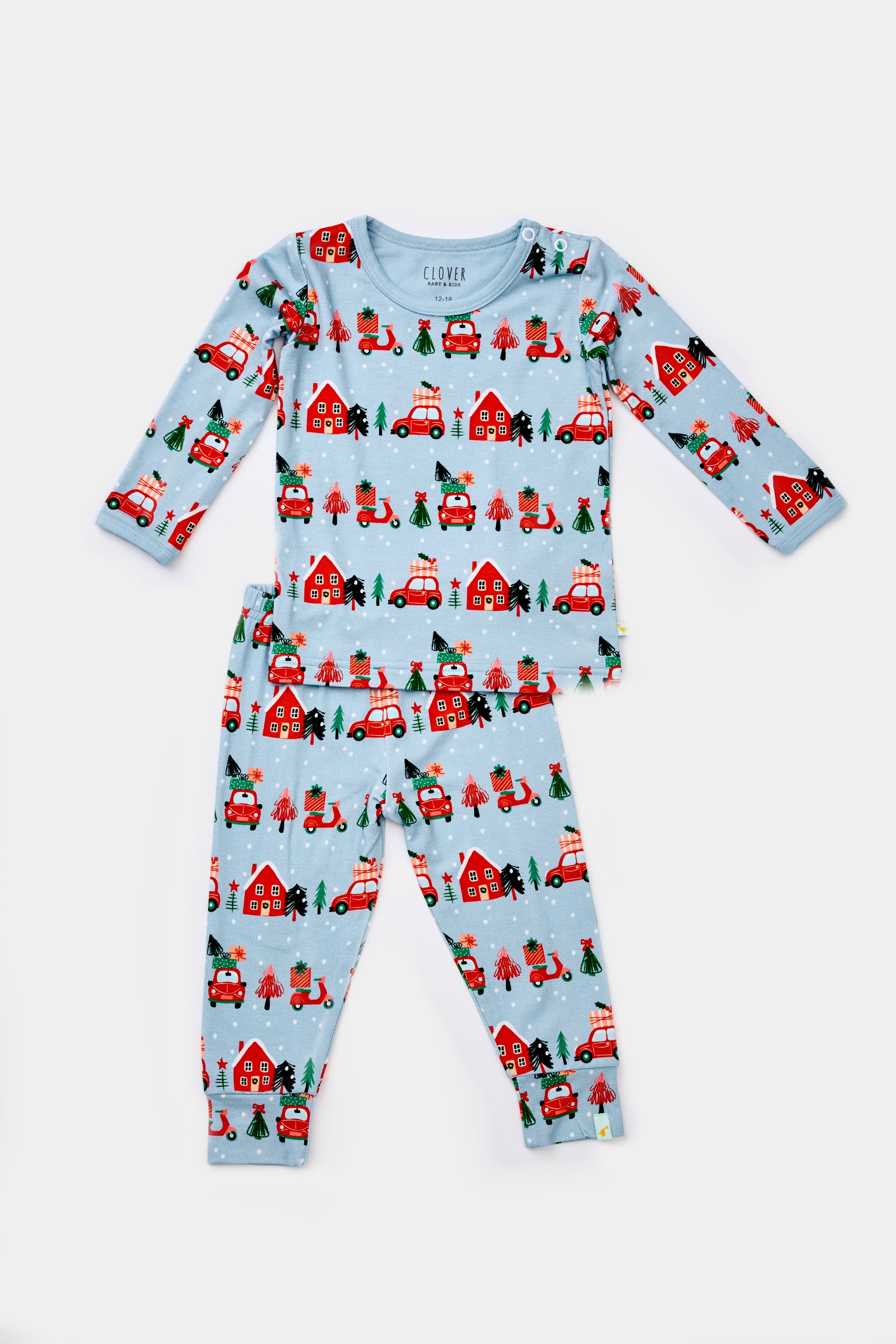 Clover Baby & Kids Long Sleeve Pajama Set - Christmas Town | Nordstrom
