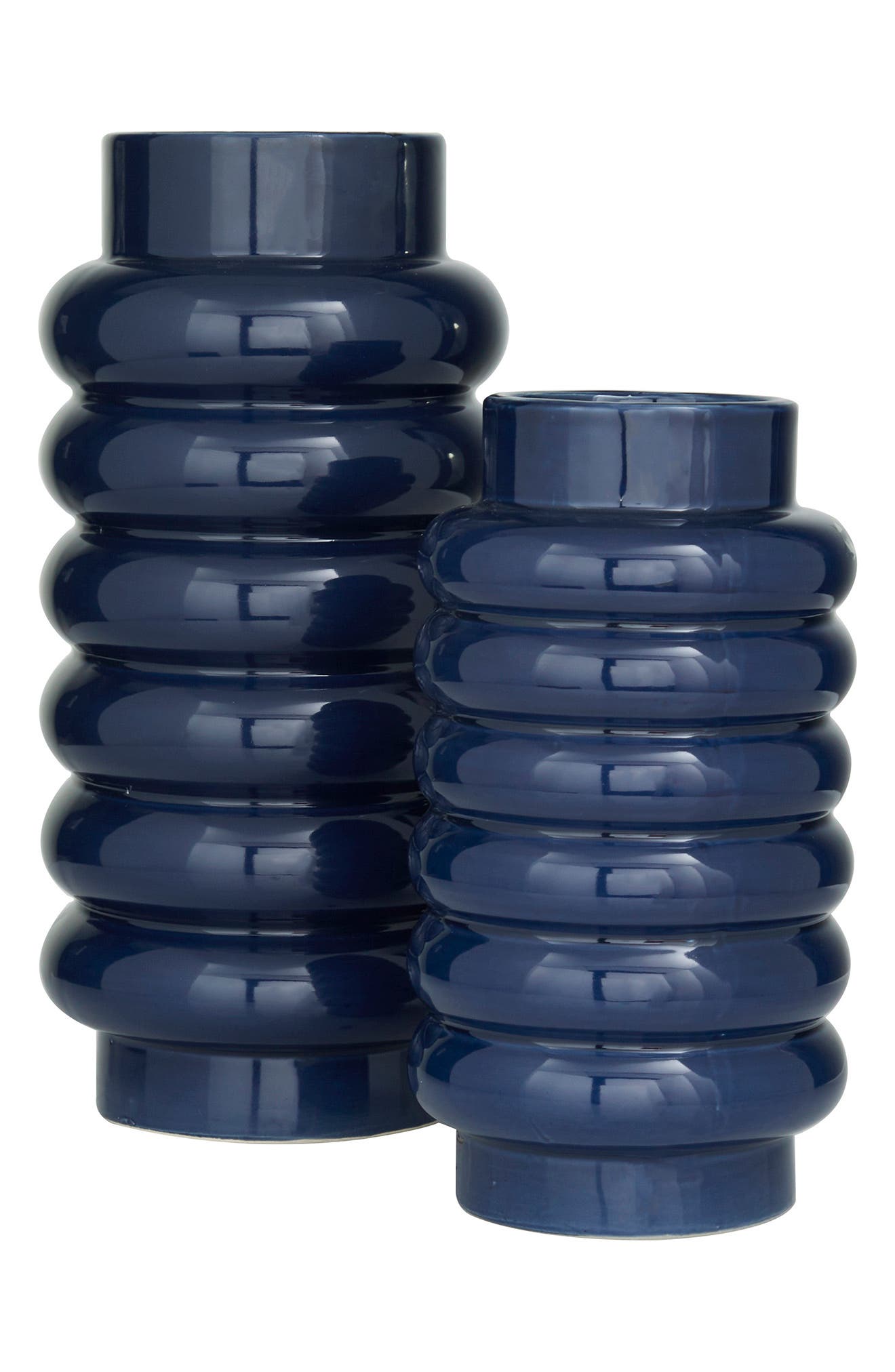 COSMO BY COSMOPOLITAN Dark Blue Ceramic Vase with Stacked Ring Design ...