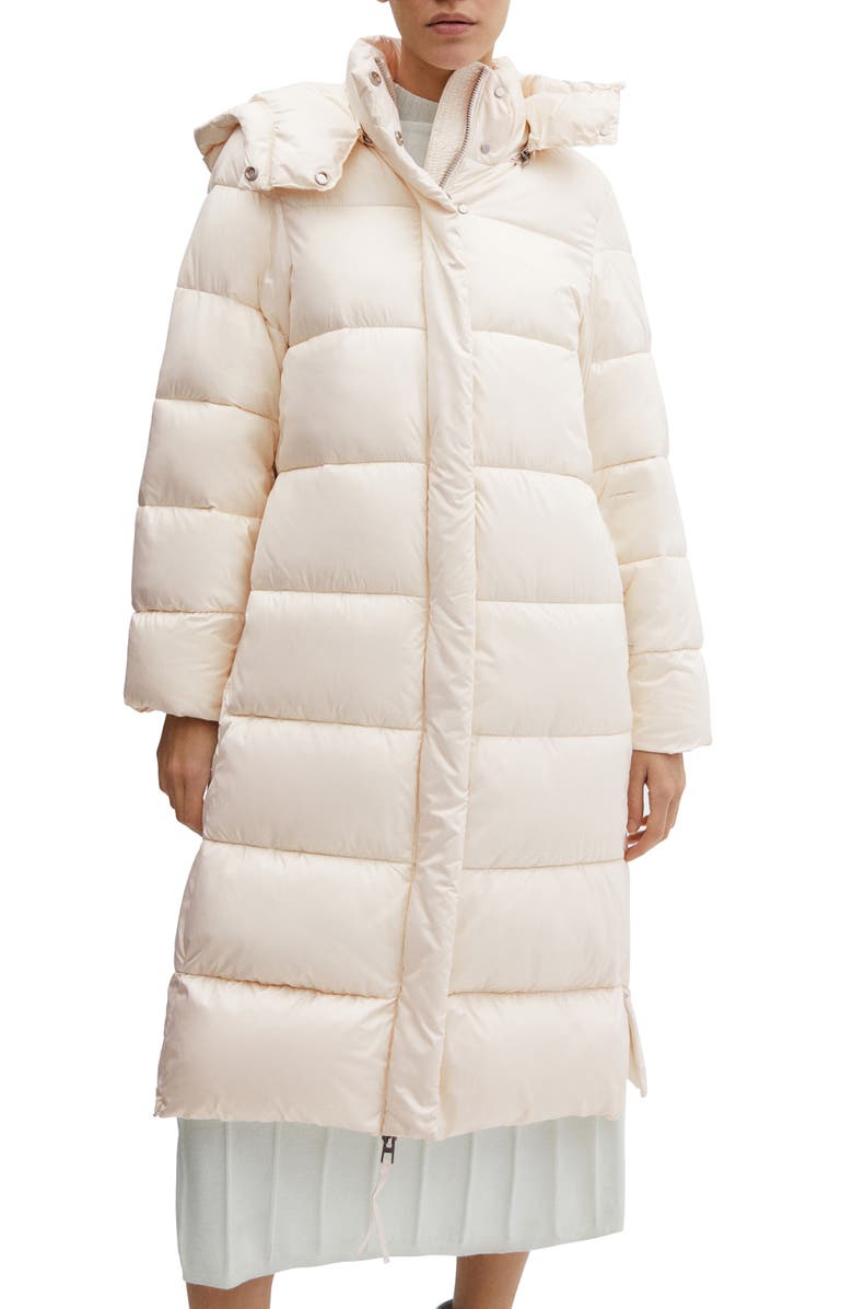 MANGO Water Repellent Puffer Coat with Removable Hood | Nordstrom
